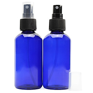 Cornucopia 4oz Blue PLASTIC Fine Mist Spray Bottles (12-Pack); BPA-Free Plastic Spritzer Bottles, Labels Included; PET #1 Plastic Bottles