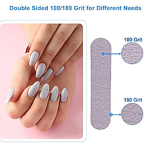 Nail Files (50 Pack), 3.6 Inches Emery Board Nail Files for Acrylic and Natural Nails, 100/180 Grit Small Double Sided Fingernail Filer Bulk Mini Professional Finger Nail Filer Manicure Set Gray