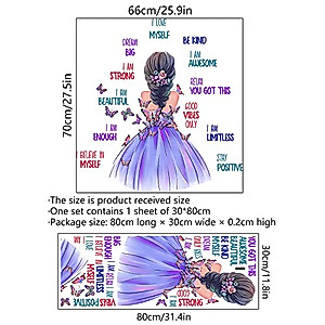 iMagitek Butterfly Girl Wall Decals, Colorful Butterflies with Motivational Lettering Quotes Wall Stickers for Girls Baby Nursery Bedroom Playroom