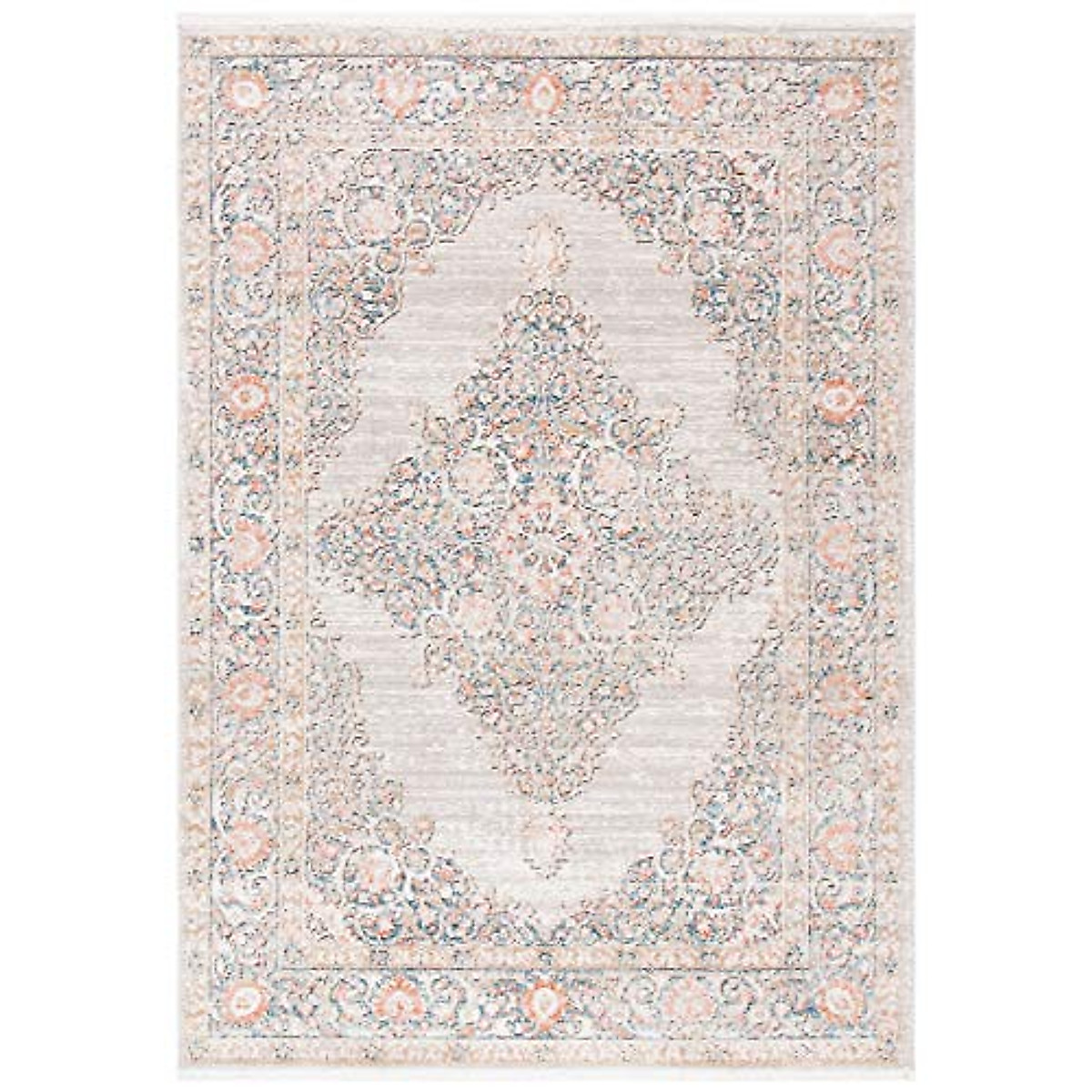 SAFAVIEH Shivan Collection 4' x 6' Grey / Rose SHV726F Shabby Chic Medallion Distressed Non-Shedding Living Room Bedroom Accent Rug