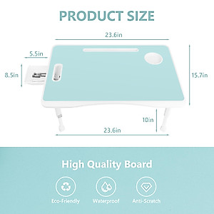 Bed Desk for Laptop, Adjustable Laptop Desk with Foldable Legs Storage Drawer,Lap Desk for Laptop, Portable Lap Desk for Writing Working Reading Eating