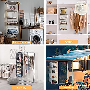 YRCBEHFU 2 Packs Hanging Closet Organizer Storage, 6-Shelf Hanging Shelves for Closet, Closet Clothes Organizer and Storage with Side Pockets, Grey