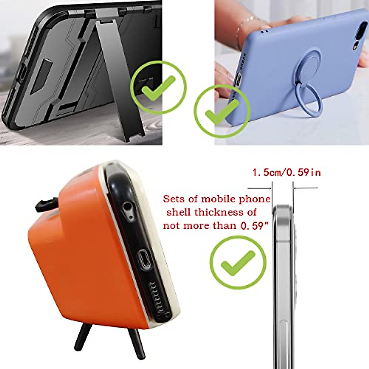 Ailenyun Phone Screen Bracket TV Style Mobile Phone Holder. with Speaker. for iPhone 8 Plus / 7s Plus/7 Plus / 6s Plus/ 6 Plus .A Idea Gifts for Family, Girl/Boy Friend.