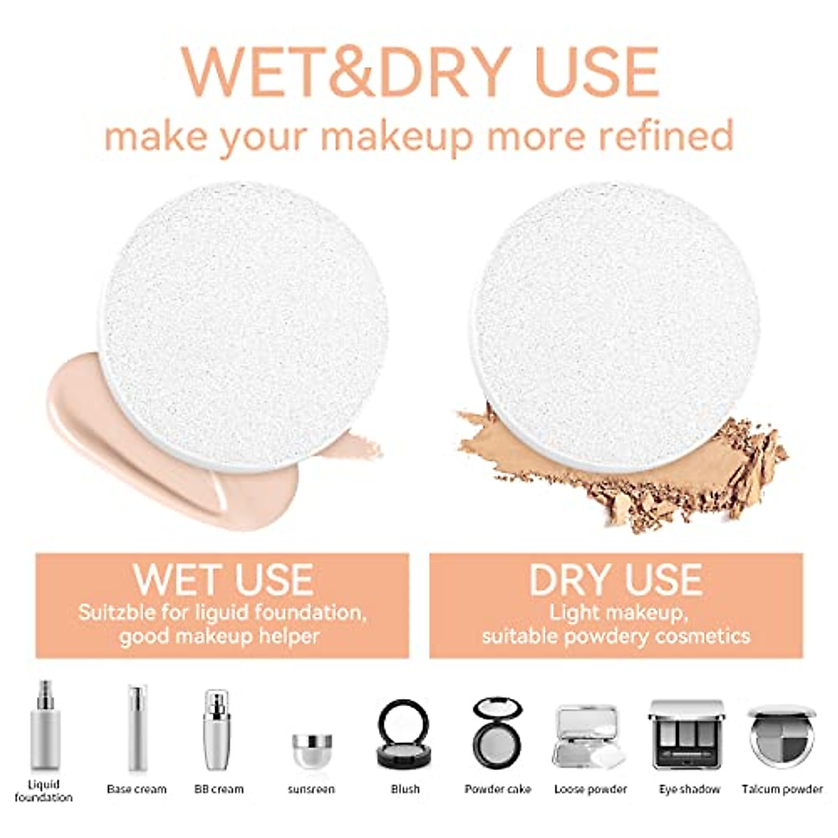 Molain Round Sponge Puff Set 24 Pieces 2.2 Inch Soft Mini Facial Loose Powder Blender Pads Applicator For Liquid Foundation Setting Holder Makeup Beauty Cosmetic Cleanser Washing (White)