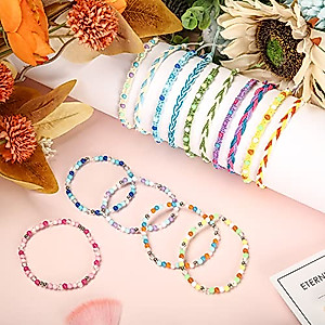 Yaomiao 36 Pieces Friendship Bracelets Braided Bead Bracelets Stackable String Woven Bracelets Stretch Waterproof Adjustable Bracelet String for Women Teen Girls