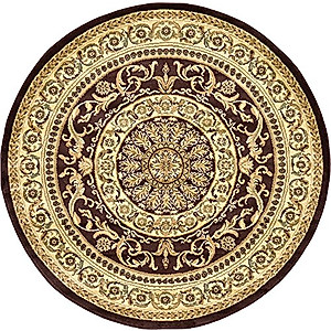 Unique Loom Versailles Collection Traditional Classic Medallion Floral Motif Area Rug (6' 0 x 6' 0 Round, Brown/ Ivory)