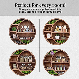 MAROQUE Crescent Moon Shelf for Crystals - Crystal Wall Decor, Crystal Shelf Display, Moon Shelves, Boho Shelves Essential Oil Shelf, Wooden Moon Shelf, Crystal Display Shelf, Moon Decor, Wiccan Decor