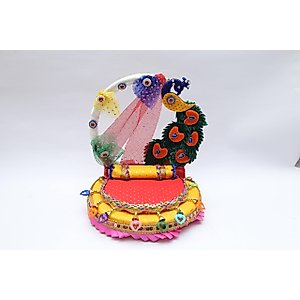 Generic Lord Gopal Ji Jhula Peacock Jhula Mechanism Red 12" Janmashatmi Festival Decorative Figurine