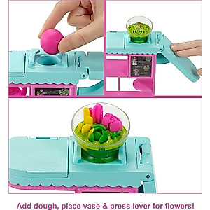 Barbie Florist Doll & Playset, Flower-Making Station with Molds, 3 Dough Colors & Accessories, Blonde Fashion Doll