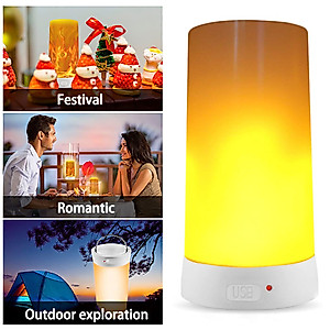 Kitmose 4X LED Flame Effect Light , USB Rechargeable 4 Modes Flickering Flame Candle Lantern with Remote Timer Gravity Sensing Effect Magnetic Base Waterproof Dimmable Outdoor Hanging Lamps Camping