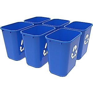 Storex Medium Recycling Basket, 15 x 10.5 x 15 Inches, Blue, Case of 6 (STX00714U06C)