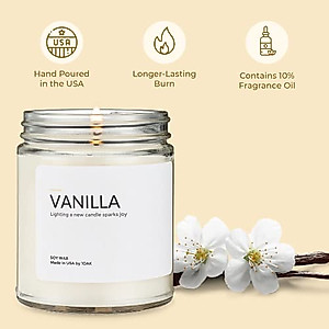 1OAK Soy Wax Scented Candles (Vanilla) - Soy Candles for Home Scented - Long Burning Candles Premium - Hand-Poured (9oz.)