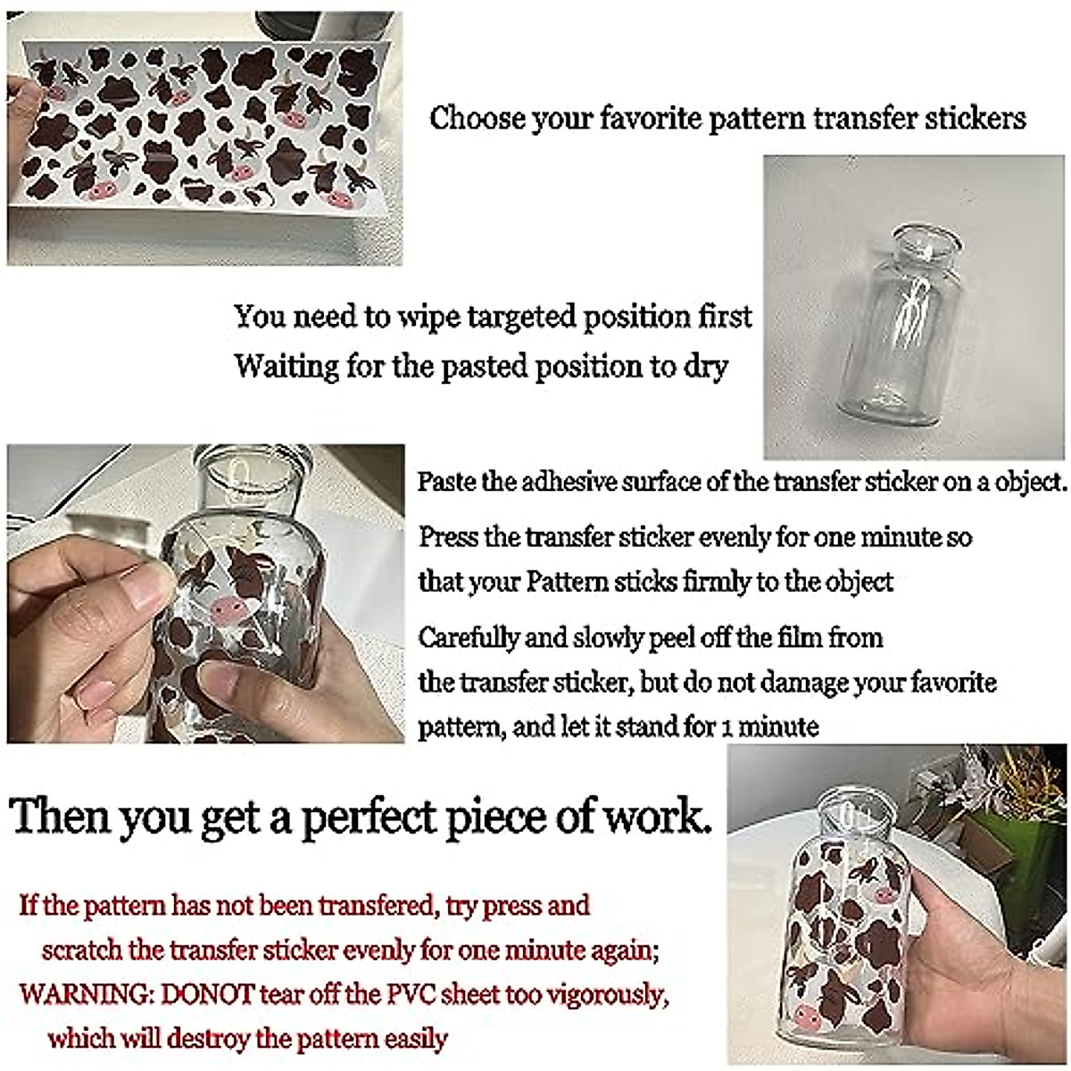 Myhiju 5 Sheets UV DTF Transfer Sticker for 16OZ Libbey Glass Cups, UV DTF Cup Wrap Transfer Cup Stickers Clear Film Transfer Paper Mug Stickers Waterproof DIY Rub on Transfers for Crafts Decals (Style3)