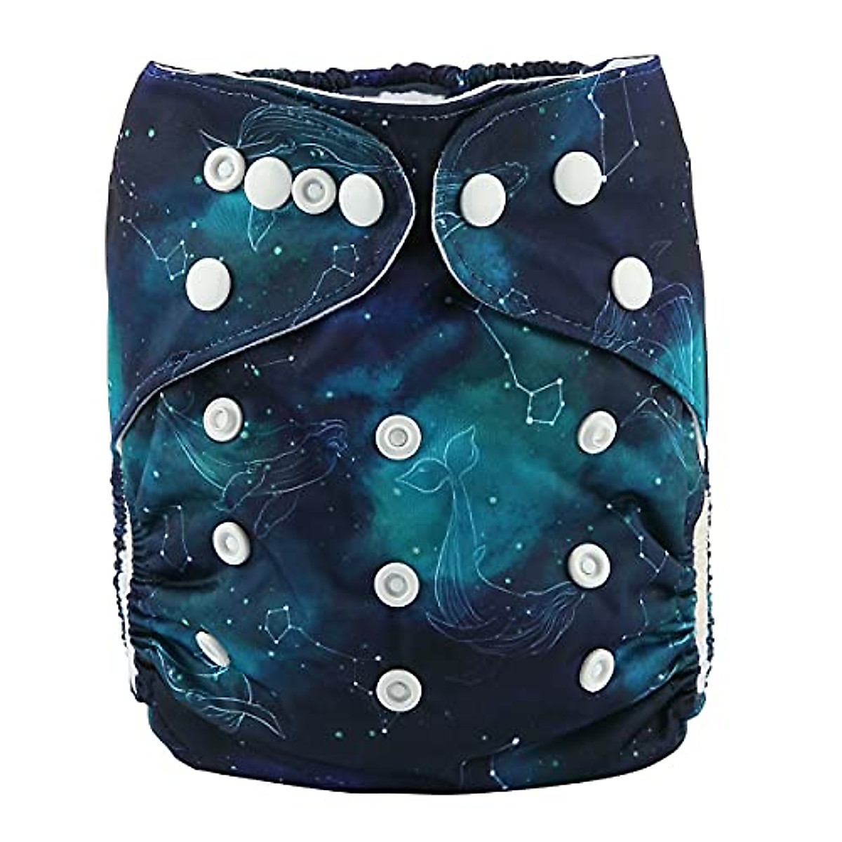 Sigzagor Baby Pocket Diaper Nappy Reusable Washable 8lbs to 36lbs (Whale Stars)