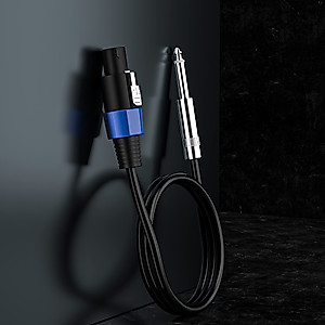Wdpqyy 2-Pack 25 Feet Audio Speakon to 1/4 Inch TS Speaker Cable, Professional 12AWG Guage Wire Audio Speaker Cable with Twist Lock