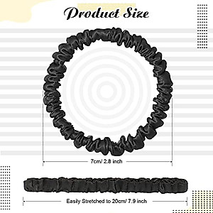 9 Pieces Silk Hair Ties Silk Hair Scrunchies Skinny Silk Scrunchies Pure Silk Ponytail Holder Silk Hair Accessories for Women Girls 9 Colors (Black,Classic Style)