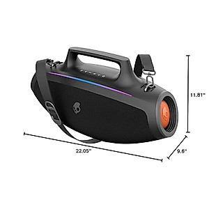 Skullcandy Barrel Bluetooth Boombox Speaker – Water-Resistant Wireless Portable Speaker, with LED Lightshow Mode, 12 Hour Battery, Multi-Link, & USB-C & USB-A Output Charging