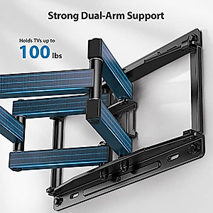 Pipishell Full Motion TV Wall Mount for Most 37-75 inch TVs up to 100 lbs, Wall Mount Bracket with Dual Articulating Arms, Swivel, Tilt, Max VESA 600x400mm, TV Mount Fits 12”/16” Wood Studs, PILF6