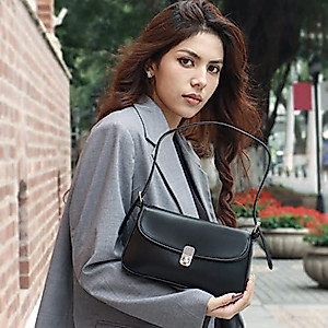 PS PETITE SIMONE Small Black Shoulder Bag for Women Brianna Trendy White Mini Purse Shoulder Handbag