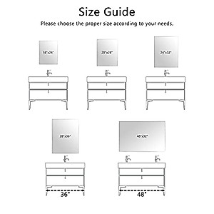 Mirrorons Frameless Mirror, Wall Mirror 40" x 32", Modern Rectangle Bathroom Mirrors for Wall with Polished Edge, Horizontally or Vertically. Upgraded Shatterproof Mirror, Entryways, Bathroom, Gym.