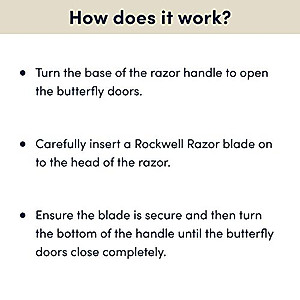 ROCKWELL RAZORS R1 Safety Razor in White Chrome Finish, Butterfly Open Mechanism with 5 Double Edge Blades