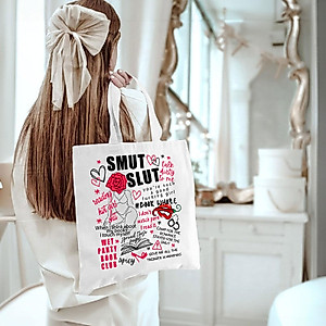 WZJHCL Smut Slut Gift Spicy Book Tote Bag Hot Tote Shopping Bag Smut Romance Reusable Grocery Tote bag Smutty Book Gift (Smut Slut Tote Bag)