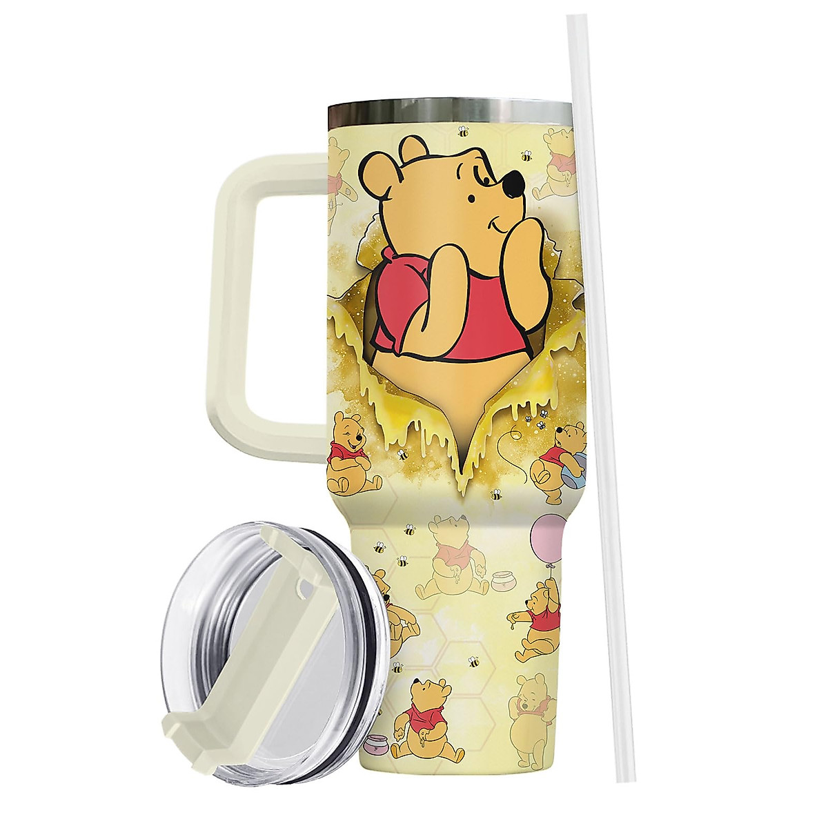 GEPOSTORE Cute Bear 40oz Tumbler with Lid, Cute Cartoon Character Travel Cup, Birthday Gifts for Movie Lover