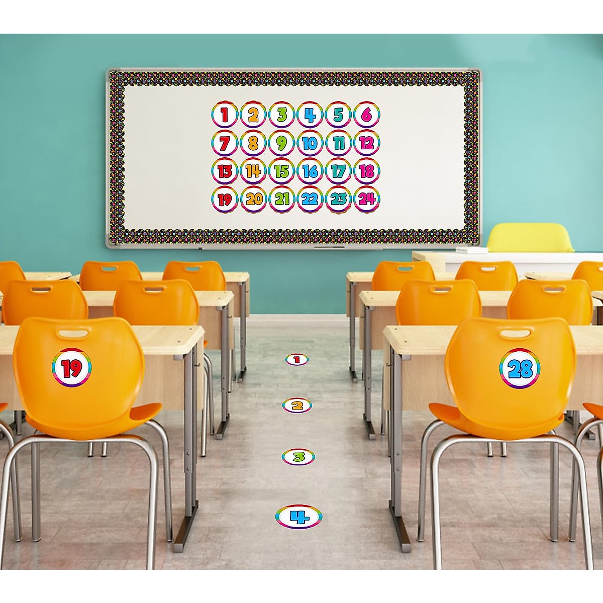 Flyab 36pcs Line up Spots for Classroom Floor 4" Floor Numbers for Classroom Lining up Line up Stickers Classroom Floor Line up Dots for Classroom Floor Back to School Preschool Kindergarten Classroom
