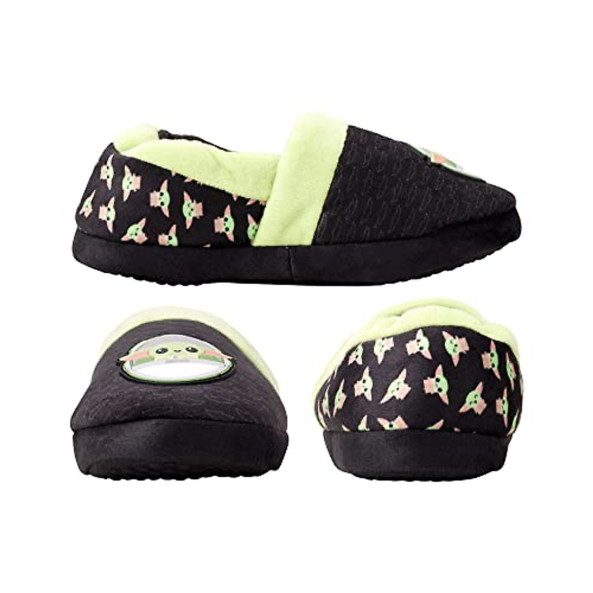 Disney Boys' Star Wars Slippers - Mandalorian Baby Yoda Fuzzy Slippers, Non-Skid Sole (Little/Big Boys), Size 4-5, Baby Yoda