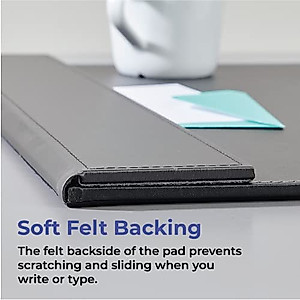 Artistic Monticello Executive Desk Pad, Smooth Writing Desk Mat That Protects Desktop from Scratches & Stains, 24" x 19", Black/Gray