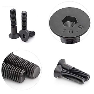 50 Pcs M6-1.0 x 16mm Flat Head Socket Cap Screws, Alloy Steel Grade 10.9, DIN 7991, Allen Socket Drive,Hex Drive,Black Oxide Finish (M6-1.0 x 16mm)