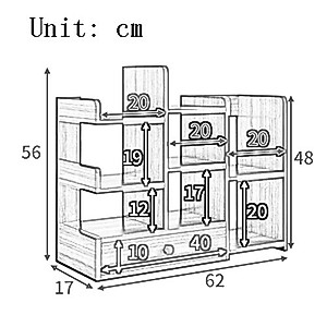 Stratification Bookshelf Magazine Rack Drawer Partition Shelf Storage Rack Freestanding Desktop Office Desk Home 62X17X56CM MUMUJIN (Color : A)
