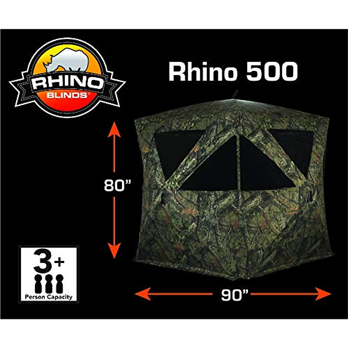 Rhino Blinds R500-RTE 3-4 Person Hunting Ground Blind, Realtree Edge