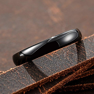 THREE KEYS JEWELRY Womens Charming Jewelry 4mm Black Tungsten Polished Wedding Carbide Ring Band for Women Engagement Size 9