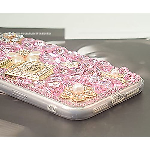 Poowear iPhone 11 Shiny Rhinestone Case for Girls Fashion Luxury Bling Bling Diamond Rhinestone Gemstone 3D Perfume Bottle and Flower Gemstone Soft TPU Back case for iPhone 11 6.1 inch