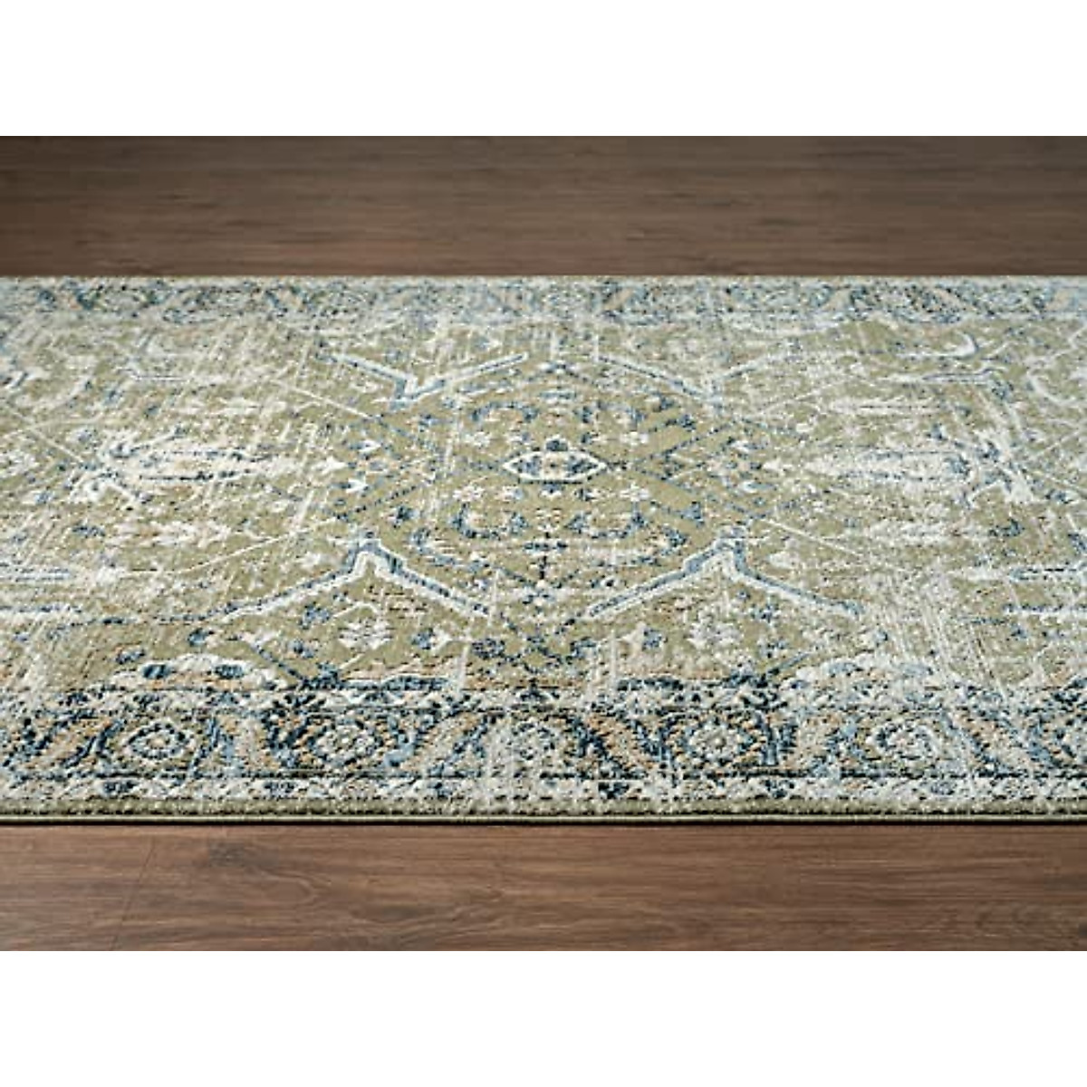 Abani Savoy Collection Area Rug - Intricate Blue/Green Vintage Design 7'9" x 10'2" - Easy to Clean - Durable for Kids & Pets - Non-Shedding - Medium Pile - Soft Feel - Living Room, Bedroom & Office
