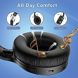 Active Noise Cancelling Headphones, 80H Playtime Bluetooth Wireless Headphones Over Ear with Microphone, Headphones Wireless Bluetooth with Deep Bass Headset for Adults, TV, Travel, Home, Office, Gym