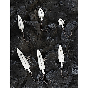 BLUEWING Big Game Swing Hook Jig Head with High Strength Stainless Steel Ball Bearing Swivel and High Carbon Steel Hook 1pc Saltwater Fishing Lures Lead Jighead, White 3oz