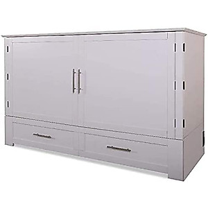 Mega Solutions Emurphybed Daily Delight Murphy Cabinet Chest Bed with Charging Station 8 Inch, Queen (White)