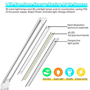 JOSTIC LED Desk Lamp with Wireless Charger, USB Charging Port, Desk Light with 10 Brightness, 5 Color Modes, Dimmable Eye Caring Reading Desk Lamps for Home Office, Touch Control, Auto Timer, White