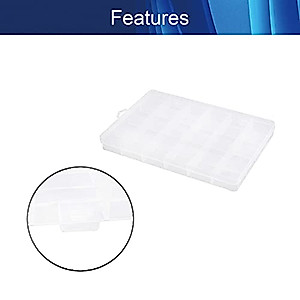 Juvielich Clear Plastic Organizer Box 24 Fixed Grids Storage Container Jewelry Box for Beads Art DIY Crafts Jewelry Fishing Tackles 7.68"x5.31"x0.98"(LxWxH) 2PCS