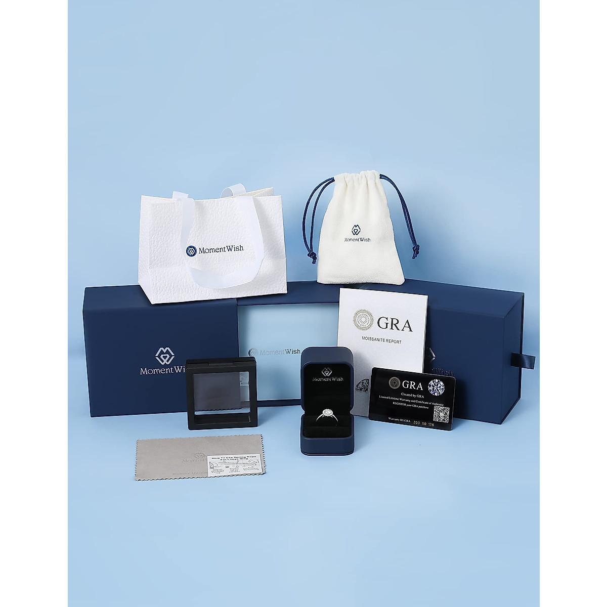 MomentWish Engagement Rings for Women, 1Carat Moissanite Promise rings, D Color VVS1 Simulated Diamond 925 Sterling Silver Accent Rings-Size7