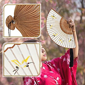 RAZZUM Large Wall Decor Retro Style Silk Fan Folderable Fan Chinese Style Fan Wall Decoration Costume Collocation Fan