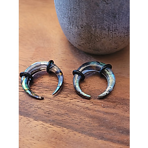 Zaya Body Jewelry Pair Abalone Shell Pinchers Horseshoes 00g 0g 2g 4g 6g 8g Ear Plugs Tunnels Tapers Gauges Septum (2g 6mm)