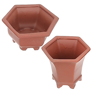 YARNOW Terra Cotta Pots 4pcs Planting Plant Office Pottery Desk Terracotta Flower Small Drainage Favor Ceramic Plants Bonsai Pots Wedding Flowerpot Clay Indoor Planters Hexagon Chinese Orchid Pots