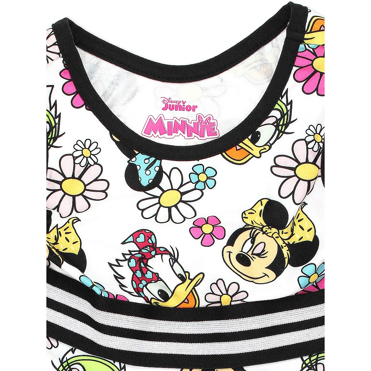 Disney Minnie Mouse and Daisy Duck Girls’ Sleeveless Dress for Infant and Toddler – White/Black 3T