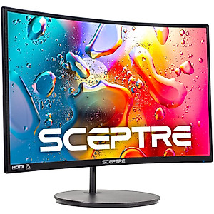 Skytech Mini PC X1 Gaming PC Desktop & Sceptre 24" Curved 75Hz Gaming LED Monitor Full HD 1080P HDMI VGA Speakers, VESA Wall Mount Ready Metal Black 2019 (C248W-1920RN)