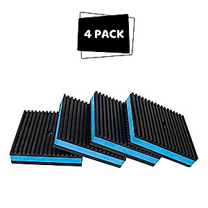 BJADE'S 4 Pack Anti-Vibration Isolation Rubber Pads with 3/8'' Pre-drill hole,4 x 4 x 7/8 inch Mechanical Vibration Damping Pads for HVAC,Air Compressor,Air Conditioner,Washer and Dryer