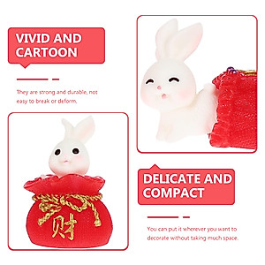 FOMIYES Dinner Table Decor 8pcs Lucky Bag Rabbit Ornament Christmas Table Decoration Resin Bunny Figurine Toy