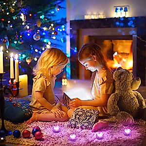 IMAGE Submersible LED Lights, 12 PCS LED Submersible Tea Lights Waterproof Floral Decoration Party Tea Lights, Battery Operated Flameless Tea Lights for Party, Wedding, Garden and Bath Pink